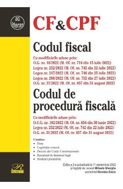 Codul fiscal. Codul de procedura fiscala Ed.2 Act. 11 septembrie 2022 ...