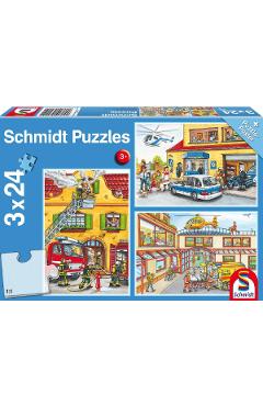 Puzzle 3 in 1. Pompierii si politia - 4001504562151 - Libris