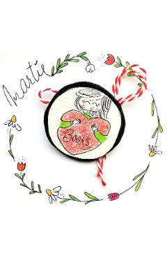 Brosa martisor mica: Inima si carti imbratisare - 020 - Libris