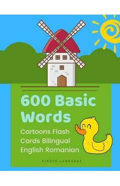600 Basic Words Cartoons Flash Cards Bilingual English Romanian: Easy ...